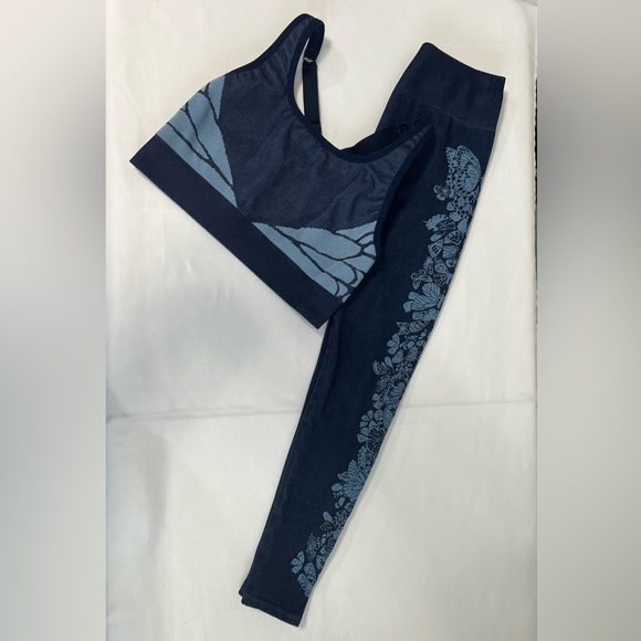 Fabletics | Pants & Jumpsuits | Fabletics Butterfly Design Blue Sports ...